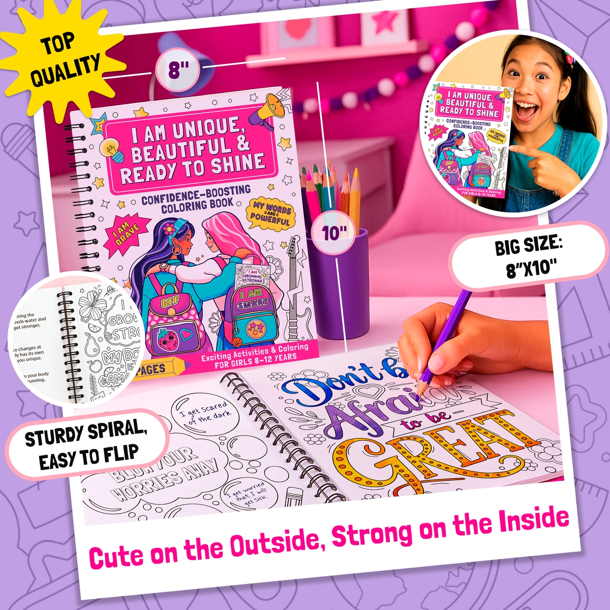 Confidence-Boosting Coloring Book for Girls Ages 8-12 | Fun Kids Color ...