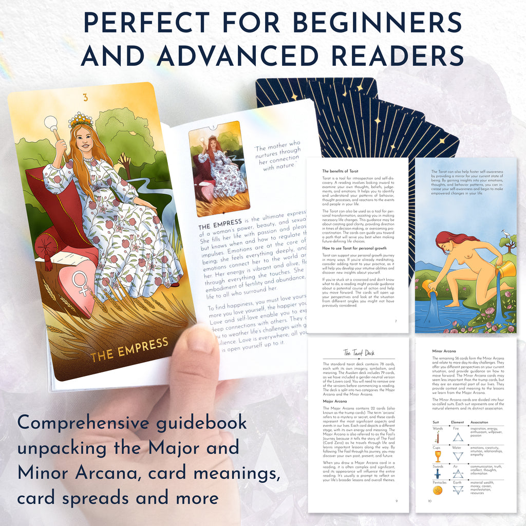 RYVE Awaken Tarot Cards Borderless with Guide Book - Modern Tarot Deck